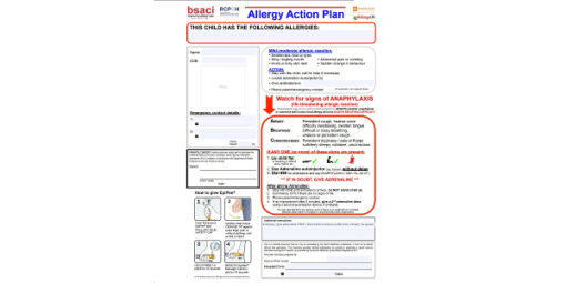Sample Allergy Action Plan | Anaphylaxis Action Plan | Allergy Action ...